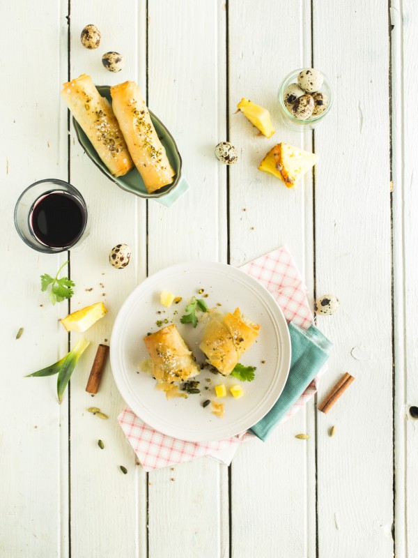 « Pastillas Rolls » Caille, Ananas & Pistache | La Raffinerie Culinaire